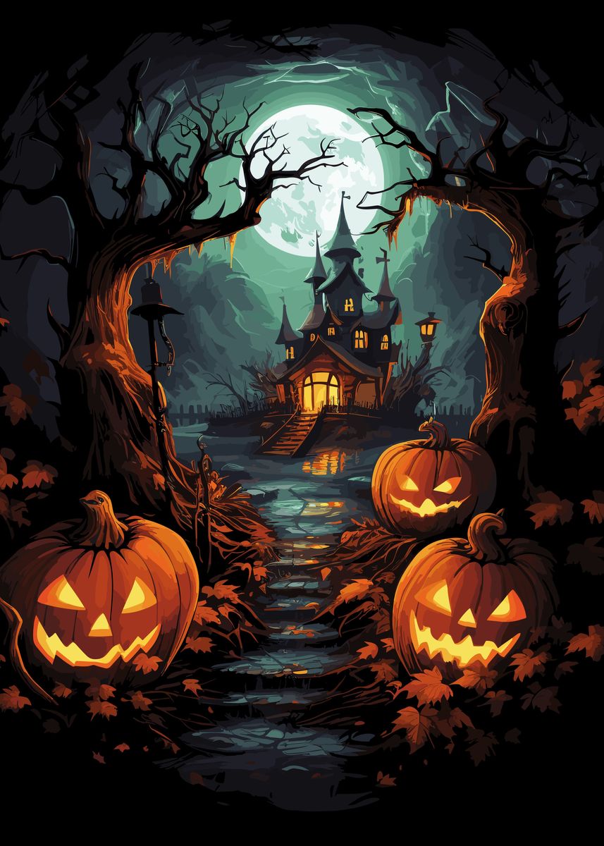 'Halloween Pumpkin Castle' Poster, picture, metal print, paint by Blake ...