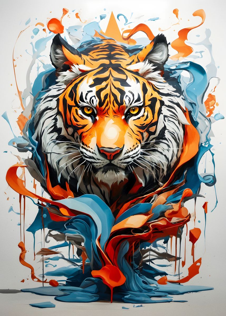 'Brave Tiger' Poster, picture, metal print, paint by Dream Reality ...