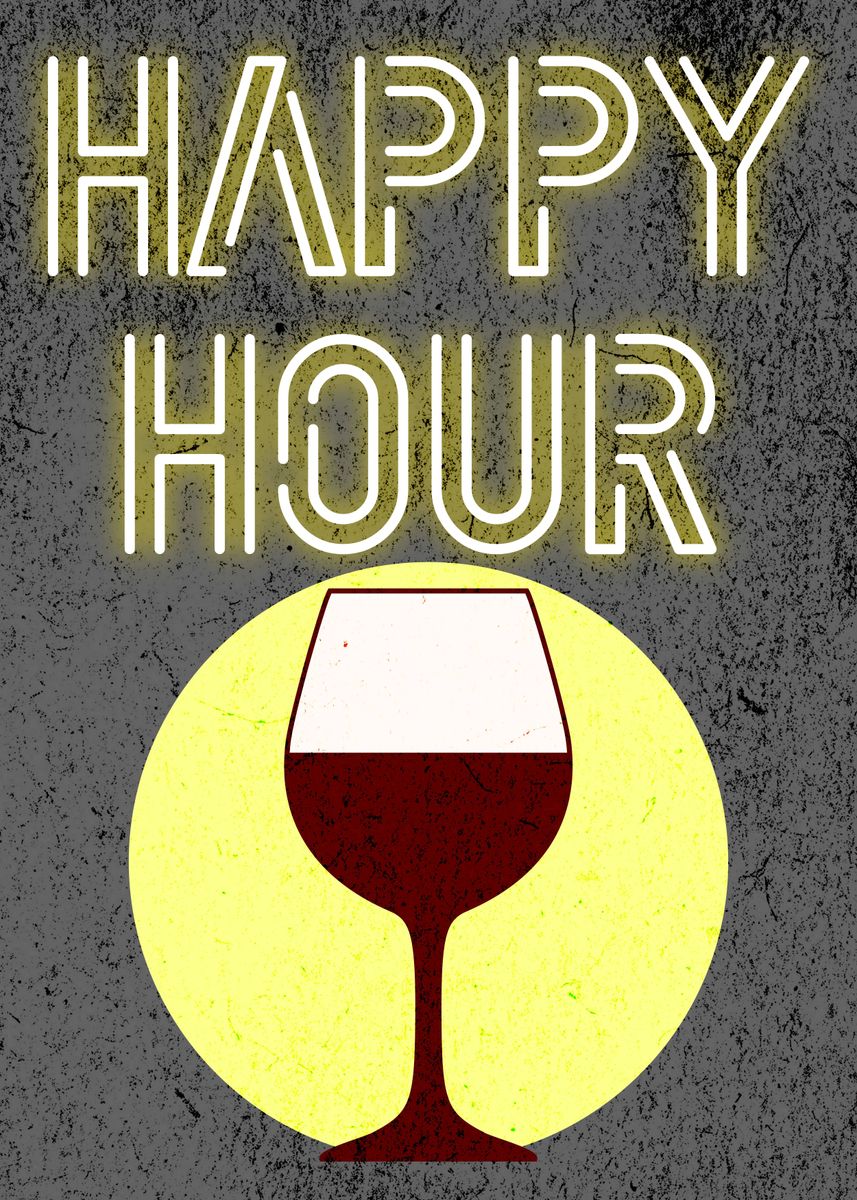 'HAPPY HOUR RED WINE' Poster, picture, metal print, paint by Atomic ...