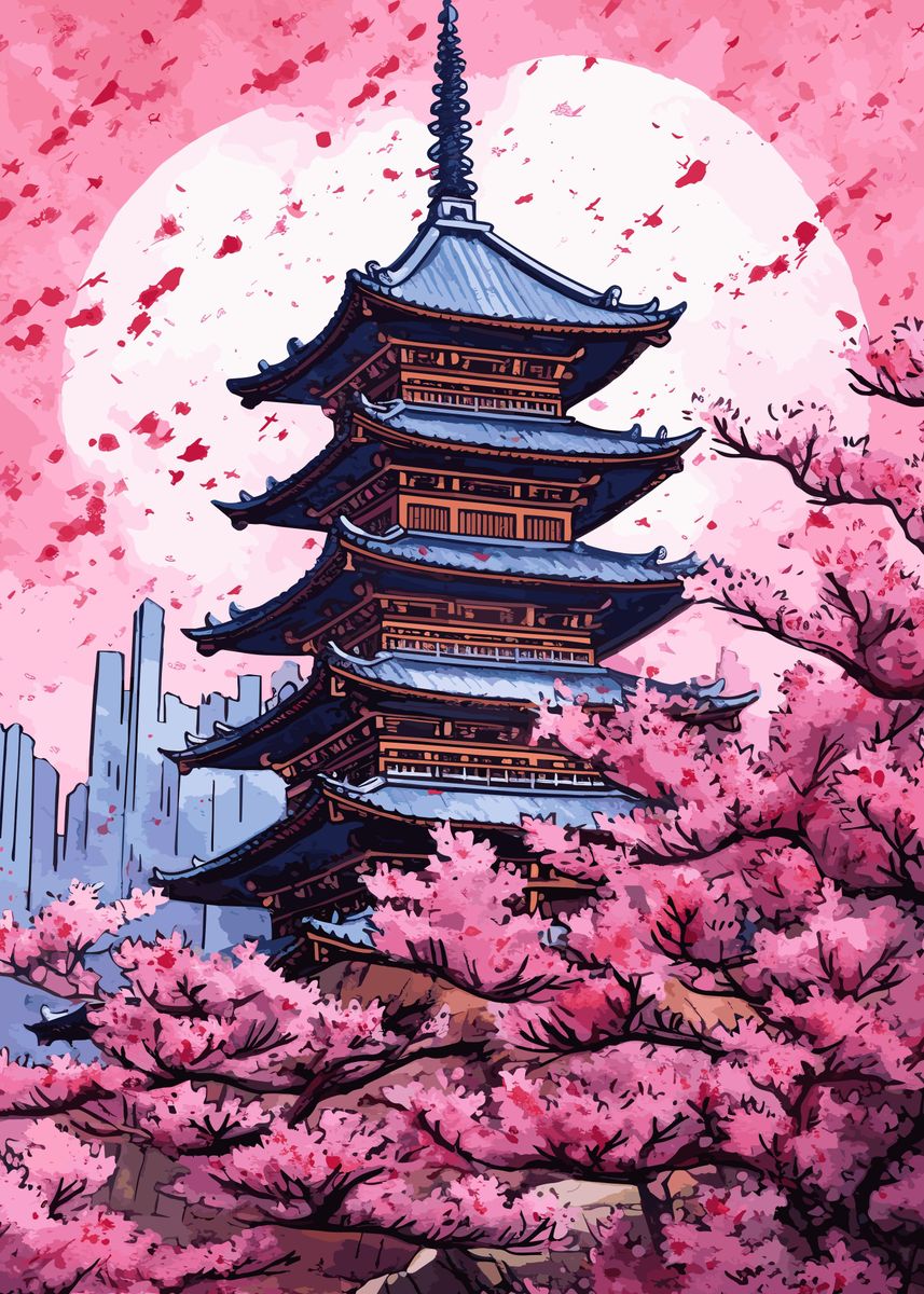 'japan cherry blossom' Poster, picture, metal print, paint by Forrest ...