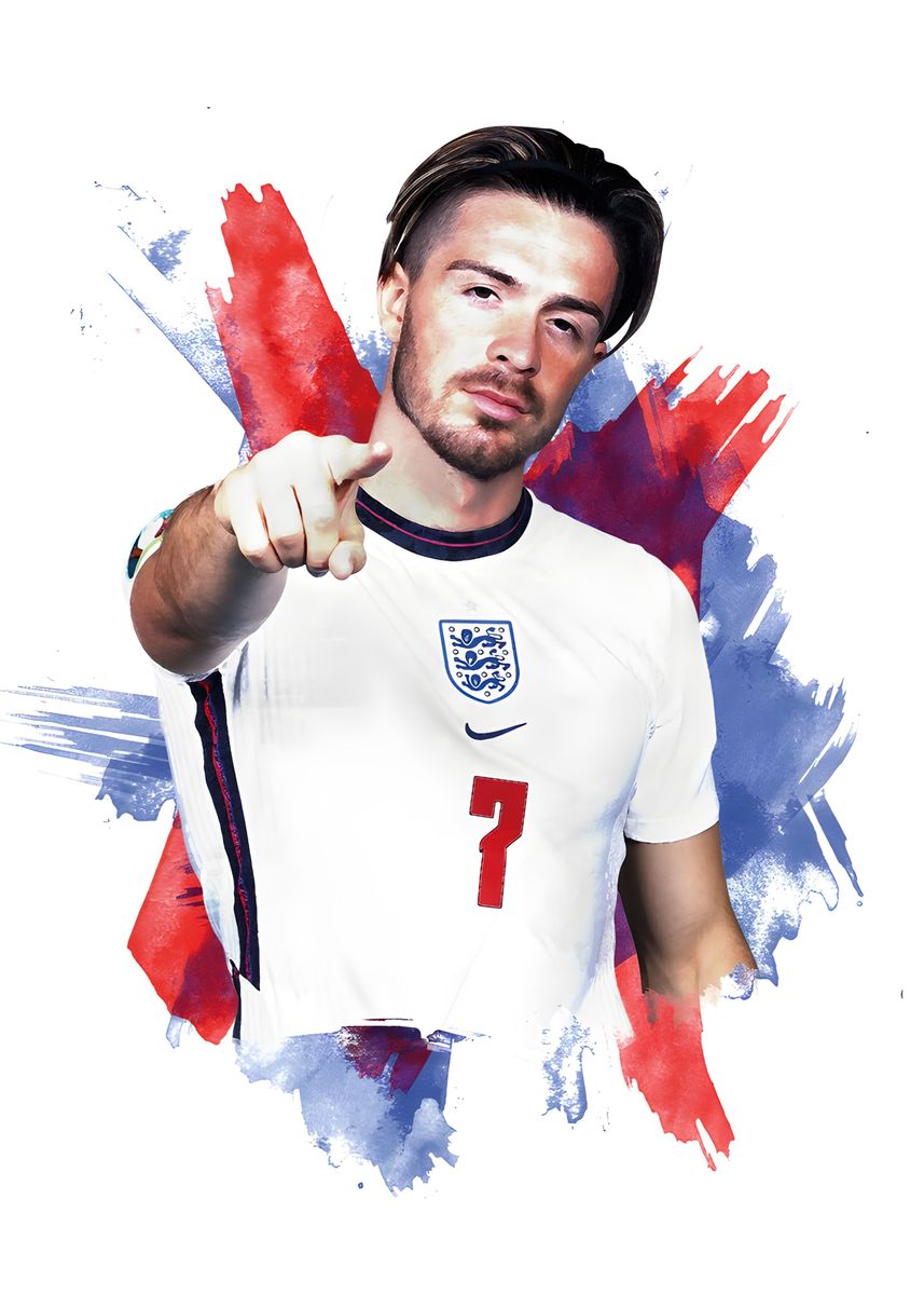 'Jack Grealish England' Poster, picture, metal print, paint by ...