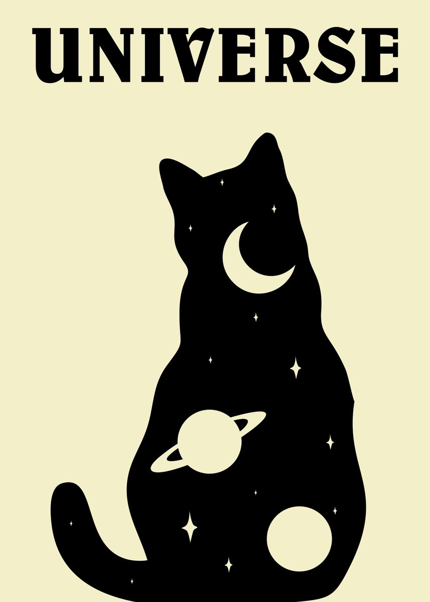 'Cat Universe' Poster, picture, metal print, paint by Muezzahero | Displate