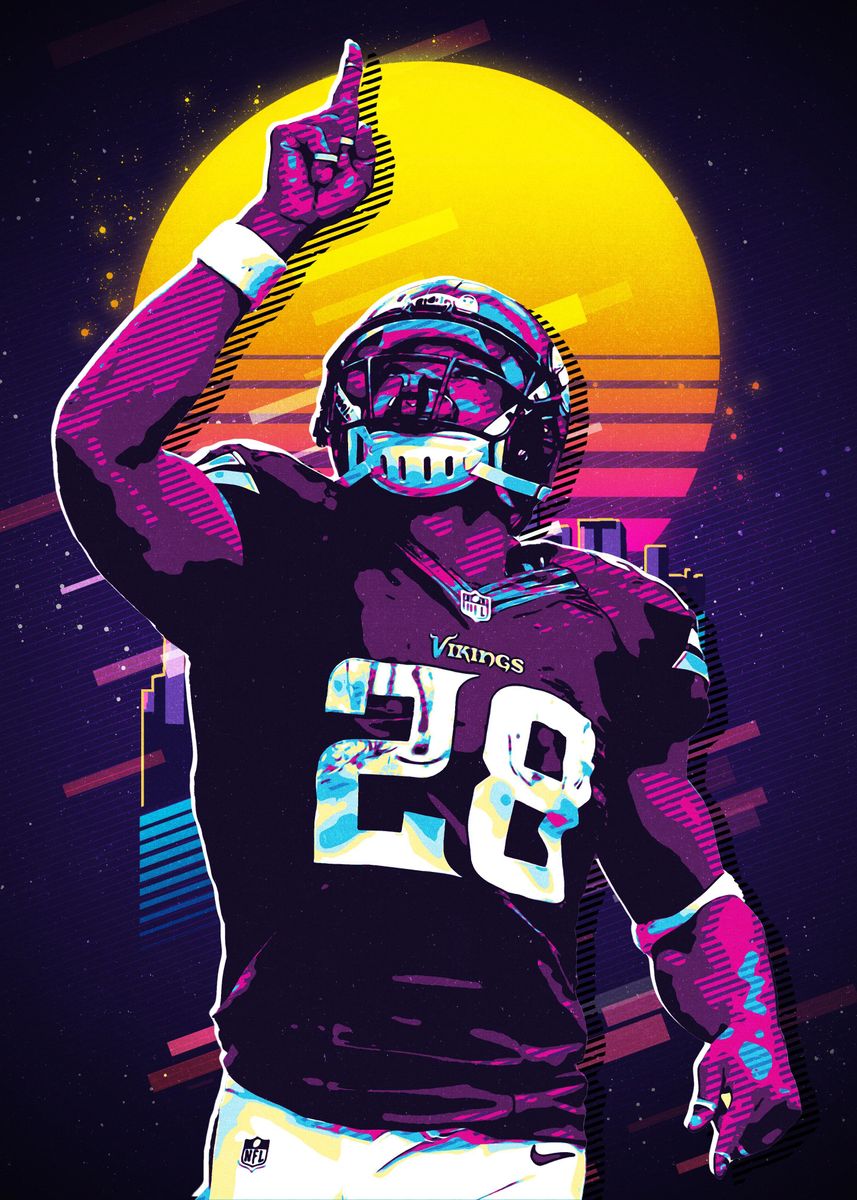 'Adrian Peterson Retro ' Poster, picture, metal print, paint by Elvira ...