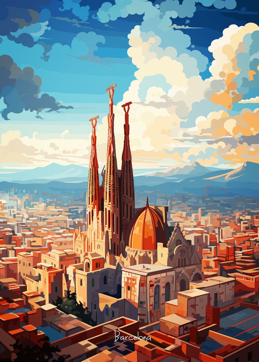 'BARCELONA Oil Painting ' Poster by Mahdi Sahraoui | Displate