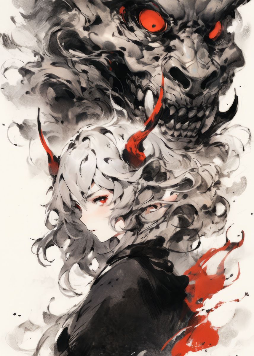 'The Female Oni' Poster, picture, metal print, paint by Novanity | Displate