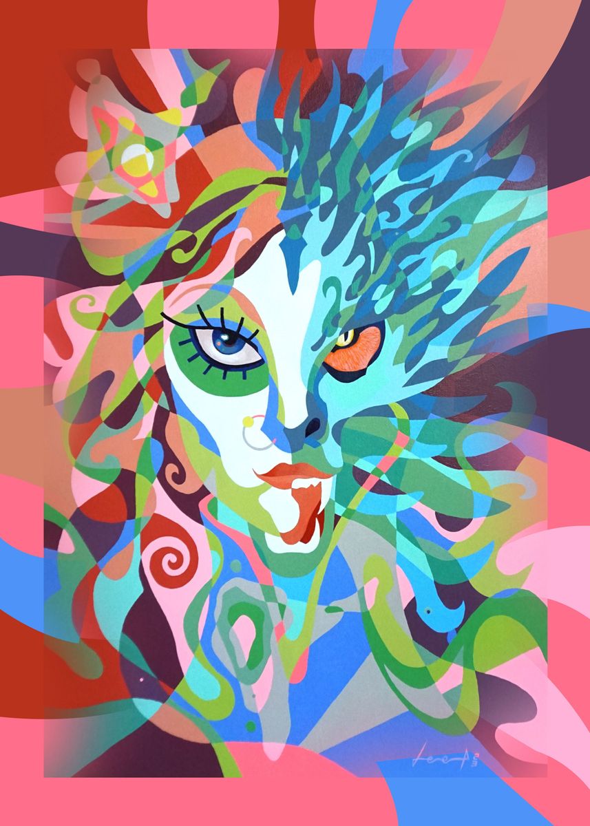 'Half dragon face' Poster, picture, metal print, paint by Jatuchoti ...