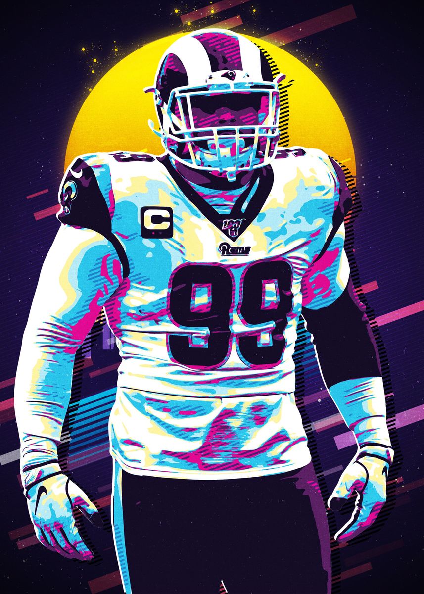 'Aaron Donald Retro Poster' Poster, picture, metal print, paint by ...