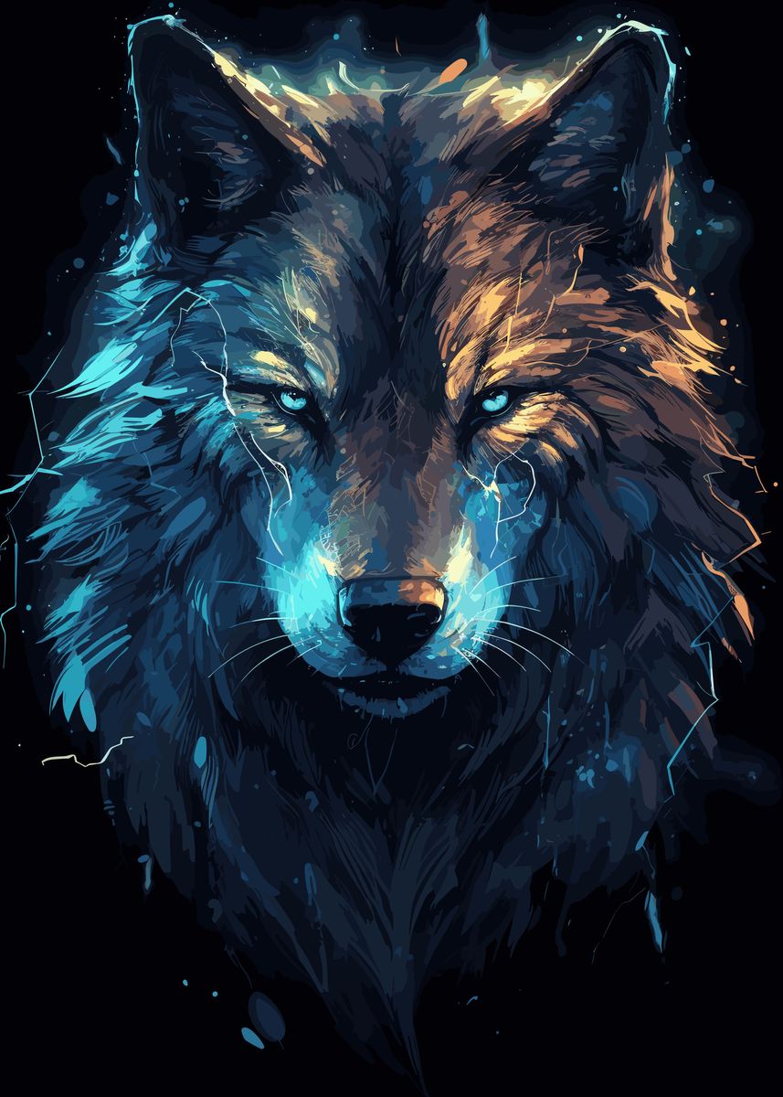 'Angry Wolf' Poster, picture, metal print, paint by Mahi Gardner | Displate