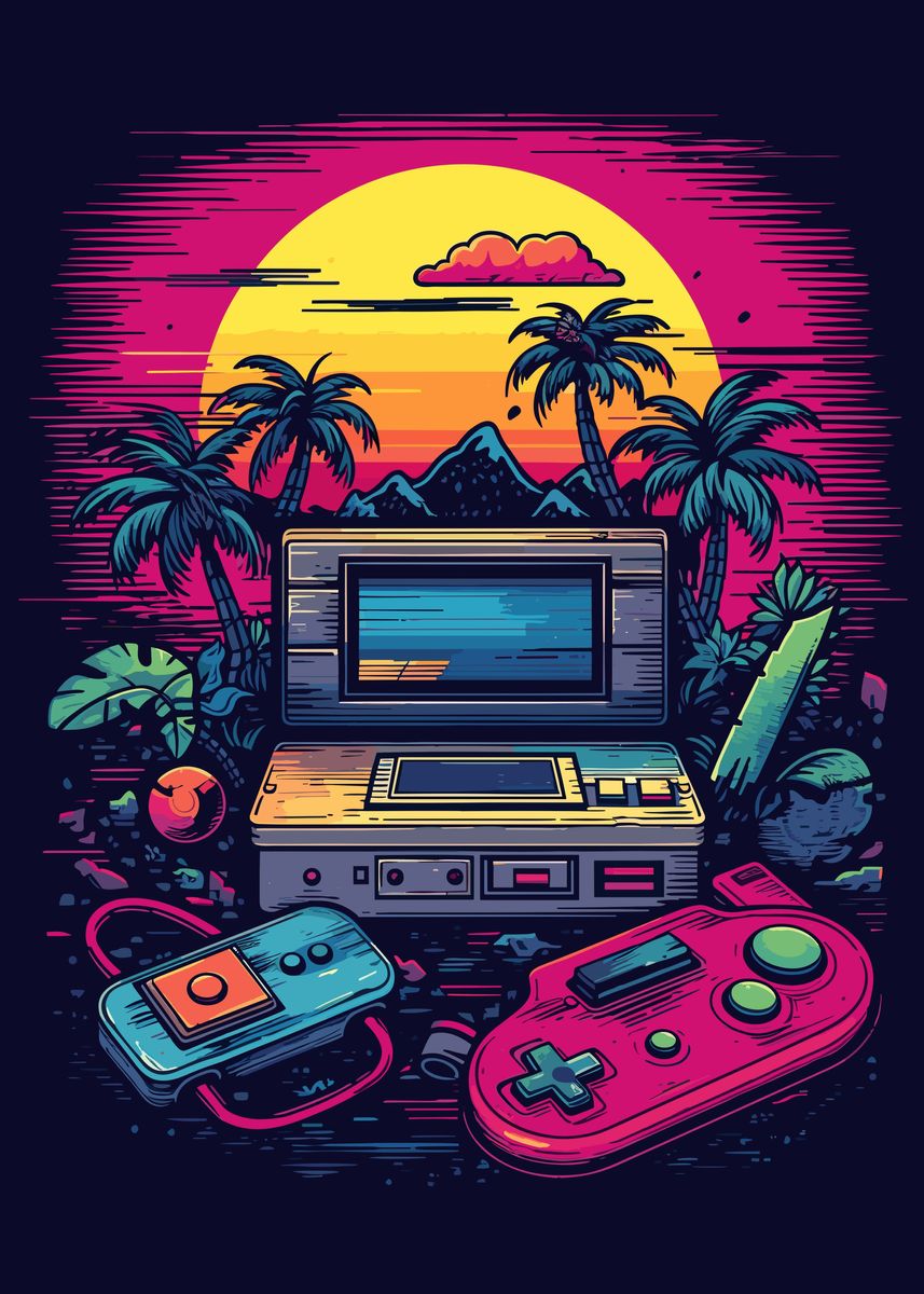 'Gaming Controller Neon' Poster by Mr Newell | Displate