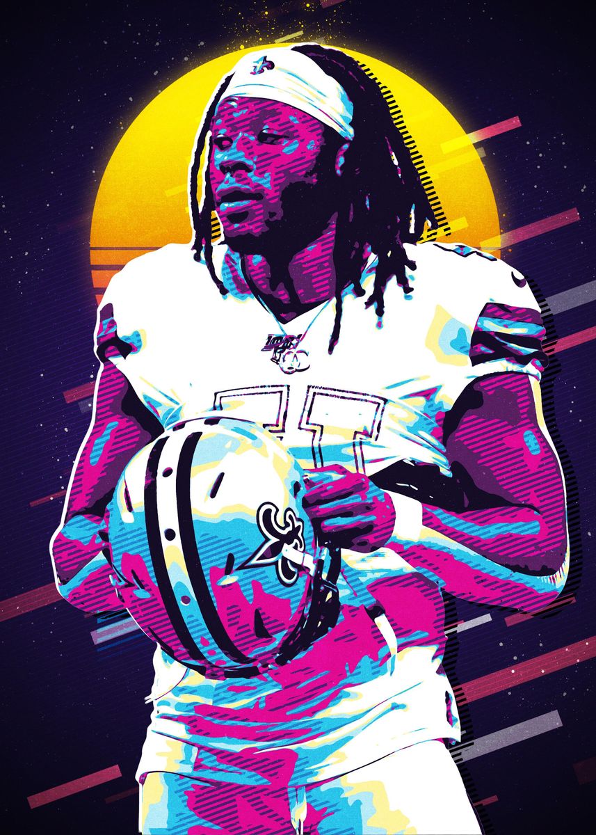 'Alvin Kamara Retro Poster' Poster, picture, metal print, paint by ...