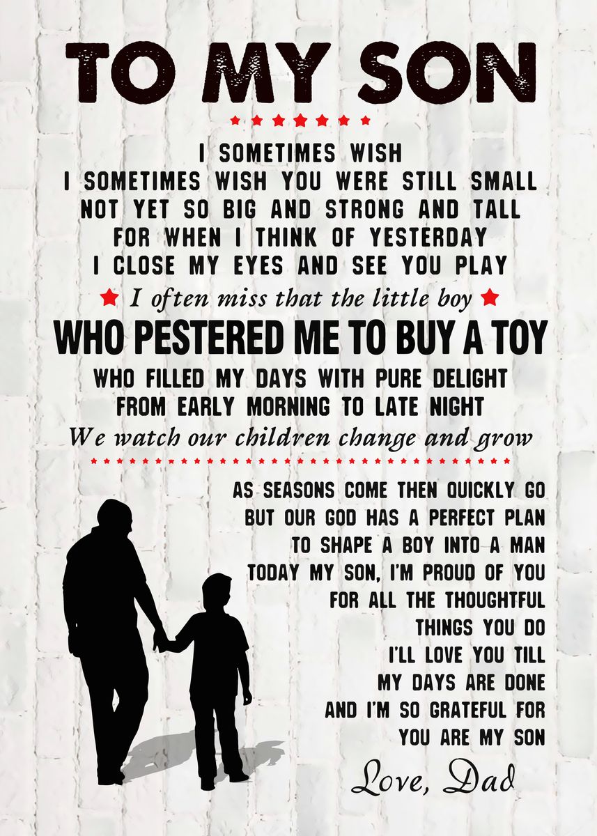 'To My Son From Dad Father' Poster, picture, metal print, paint by ...