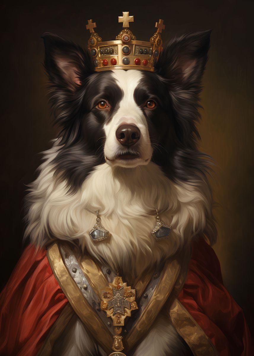 'Border Collie dog king' Poster, picture, metal print, paint by ...