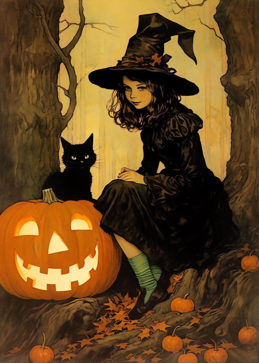 'Vintage Halloween' Poster, picture, metal print, paint by Pixel Pixie ...