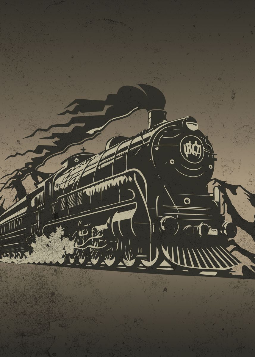 'Vintage Midnight Train Art' Poster, picture, metal print, paint by ...
