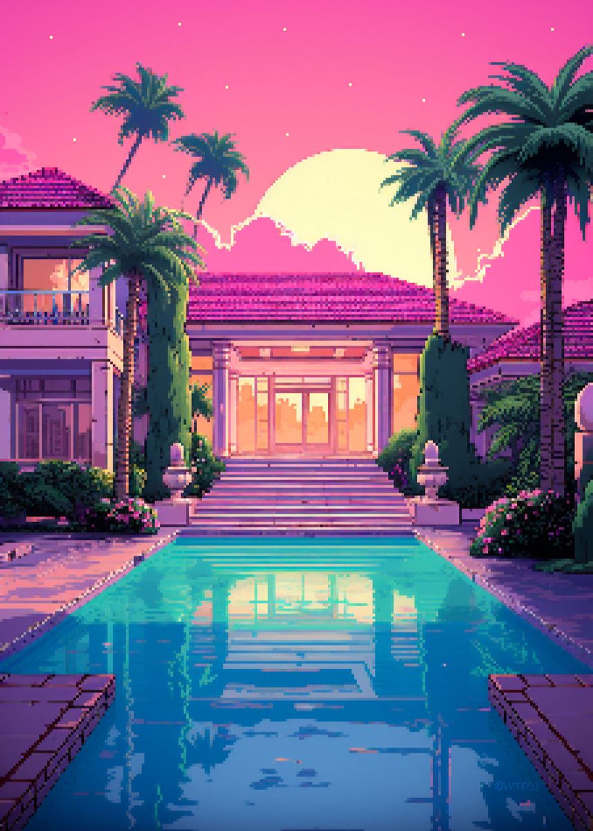 '80s Pixel Art Mansion' Poster, picture, metal print, paint by LVTFCO ...