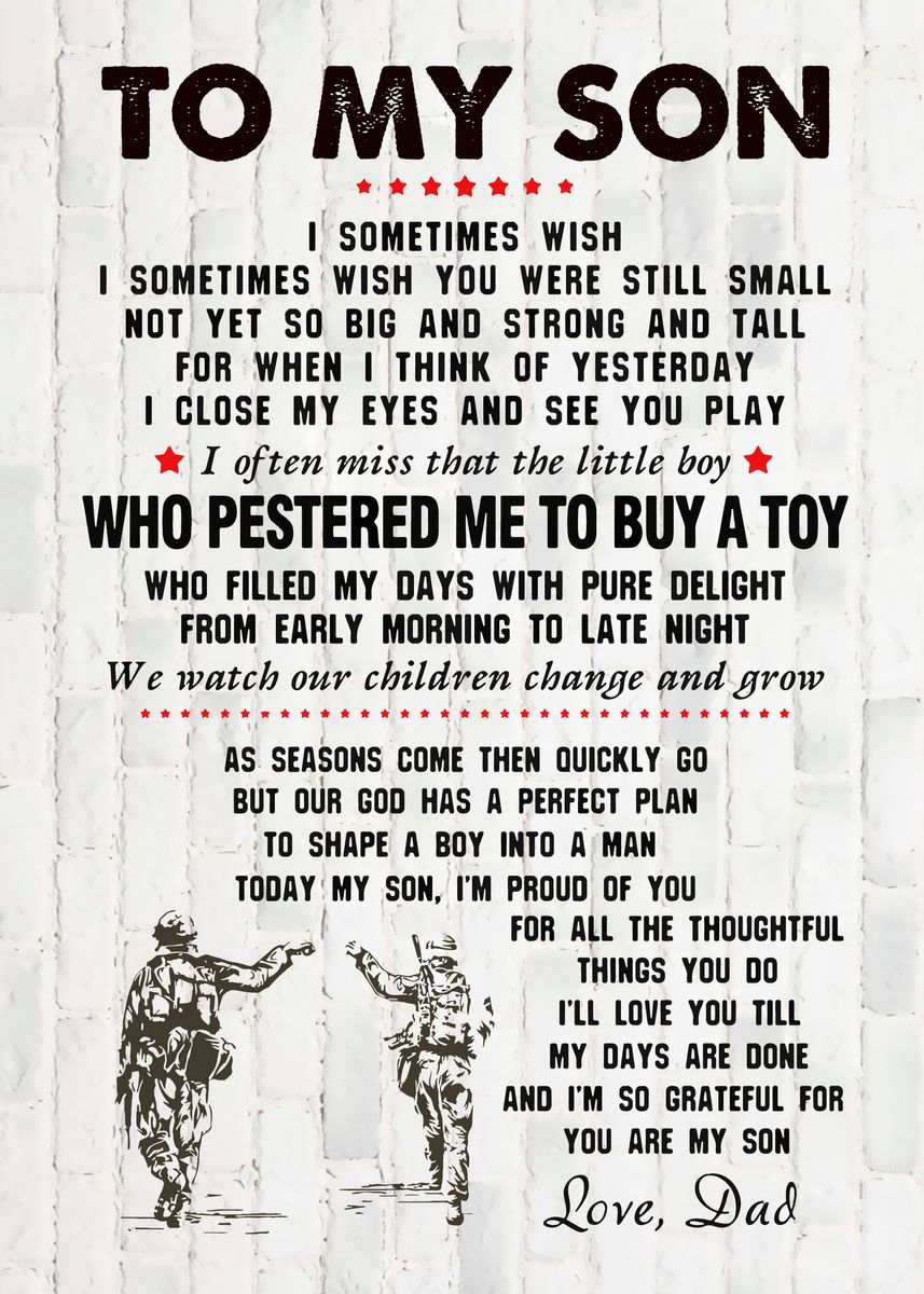 'To My Son From Dad Father' Poster, picture, metal print, paint by ...