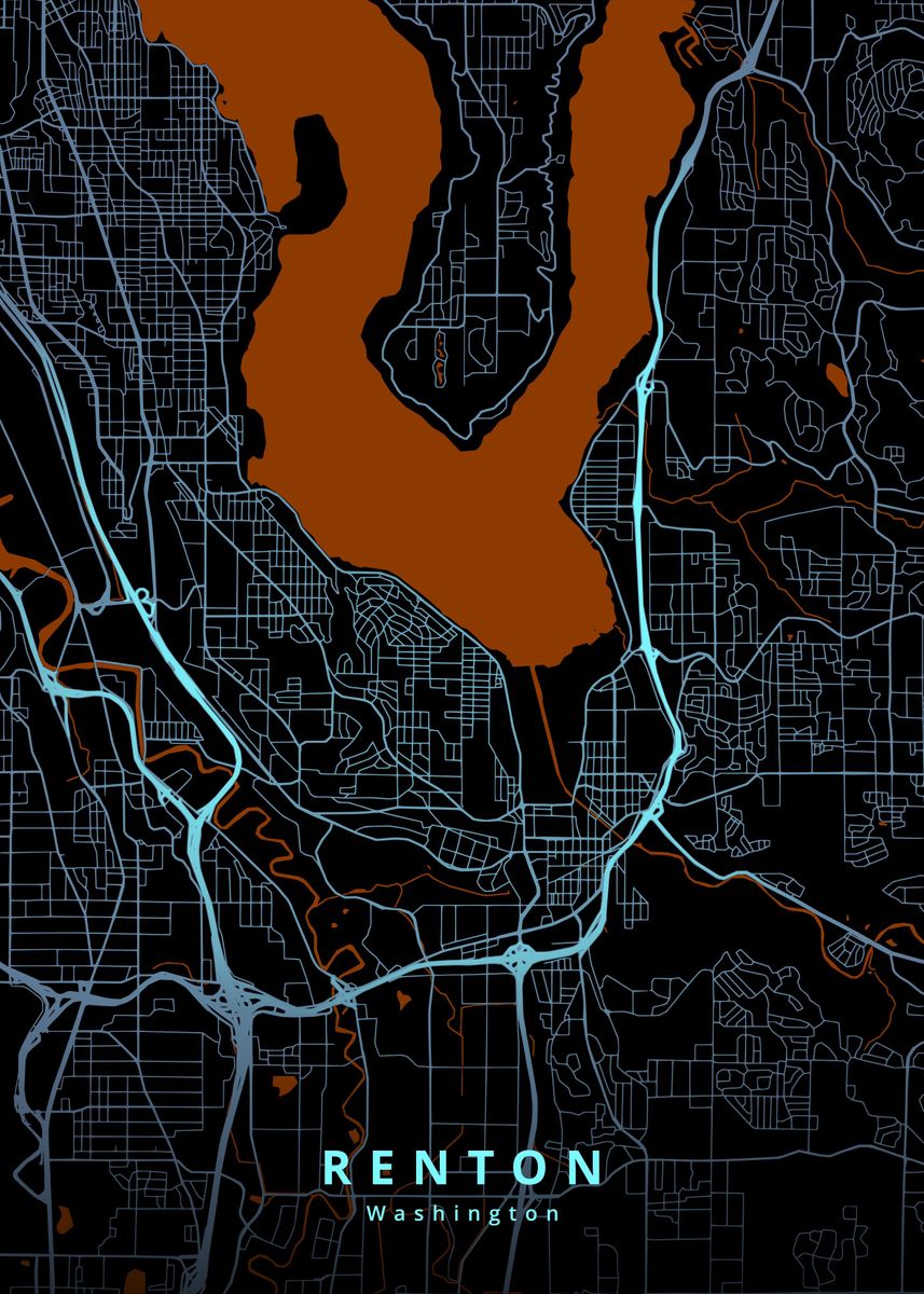 'Renton Washington' Poster, picture, metal print, paint by Deeo | Displate