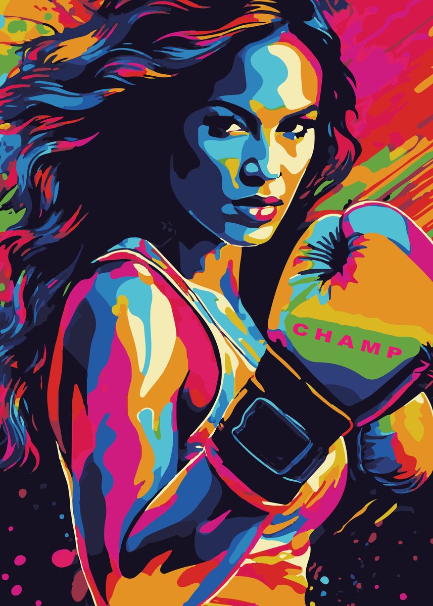 'Girl Boxing' Poster, picture, metal print, paint by Garpe | Displate