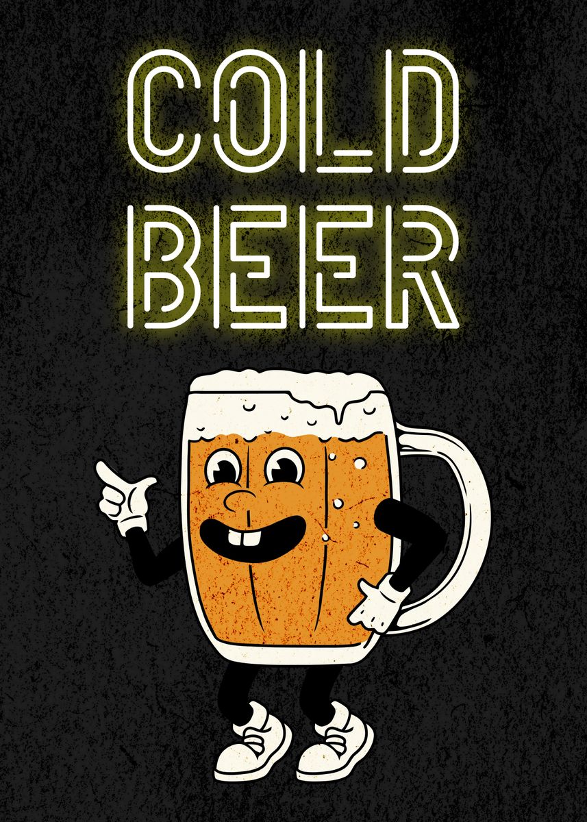 'COLD BEER SMILING' Poster, picture, metal print, paint by Atomic ...