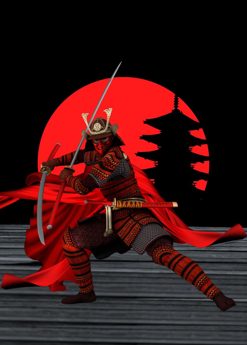 'samurai japan' Poster by Tech Manis | Displate