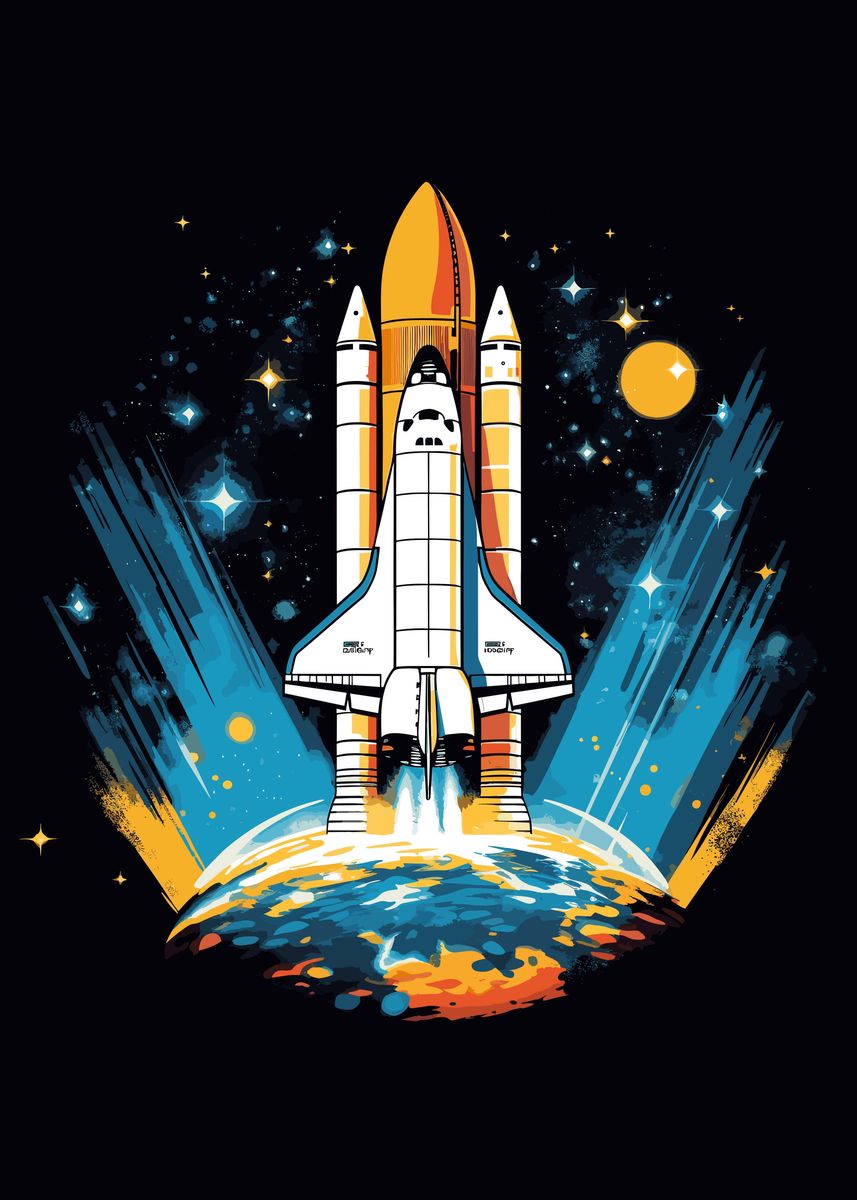 'spaceship pop art' Poster, picture, metal print, paint by BonitaRenner ...
