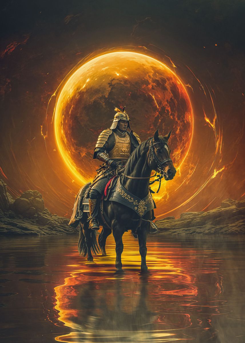 'Samurai Eclipse de Honor' Poster, picture, metal print, paint by JEDART | Displate