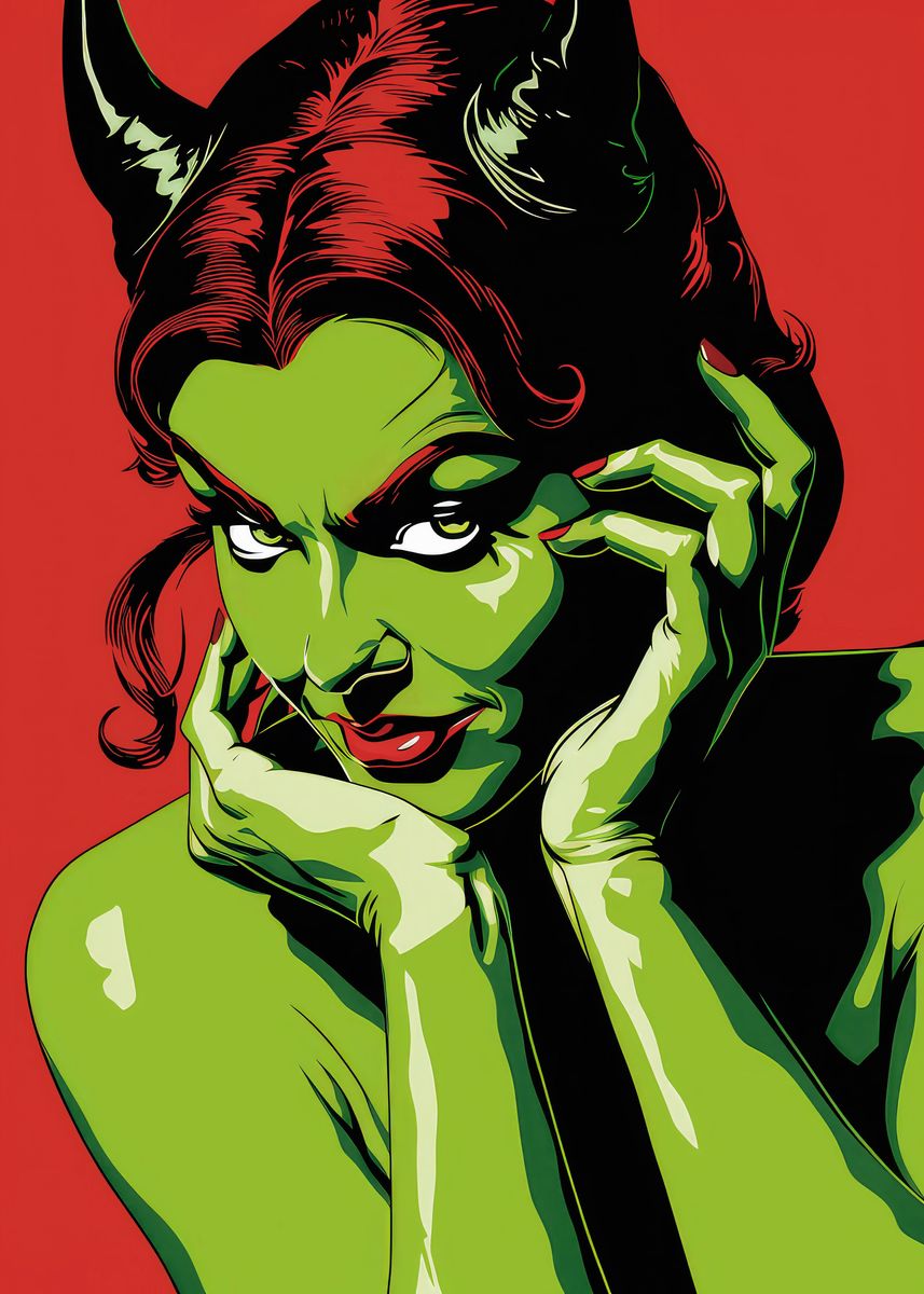 'Comic Female Devil' Poster, picture, metal print, paint by Juka Arts ...