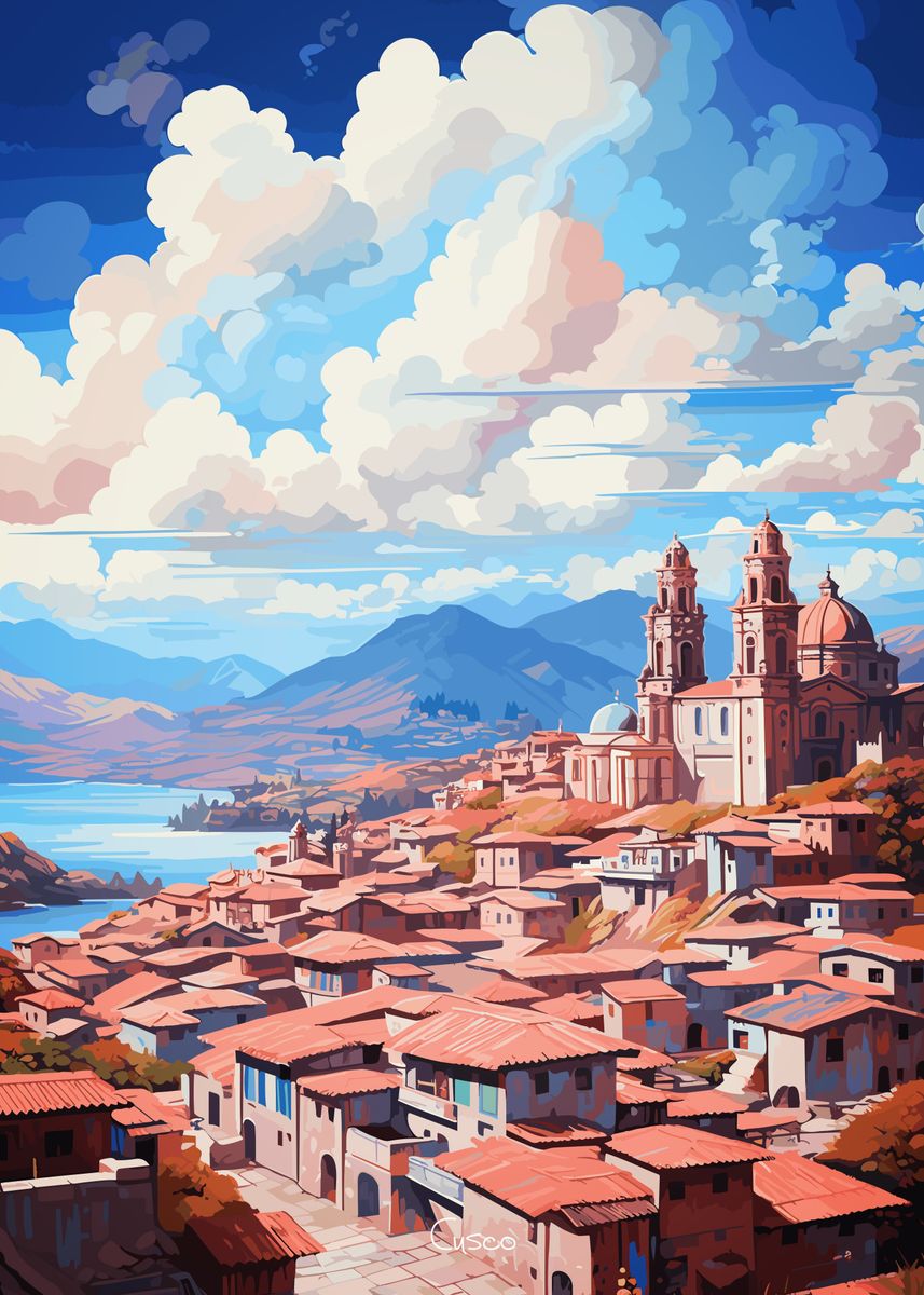 'CUSCO Oil Painting' Poster, picture, metal print, paint by Mehdi ...