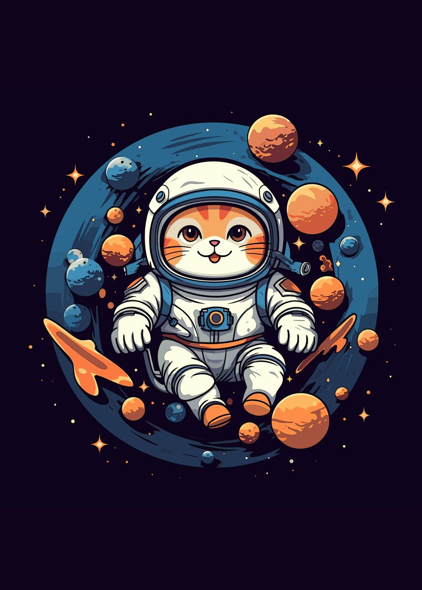 'baby astronaut cat' Poster by Patsy Montoya | Displate