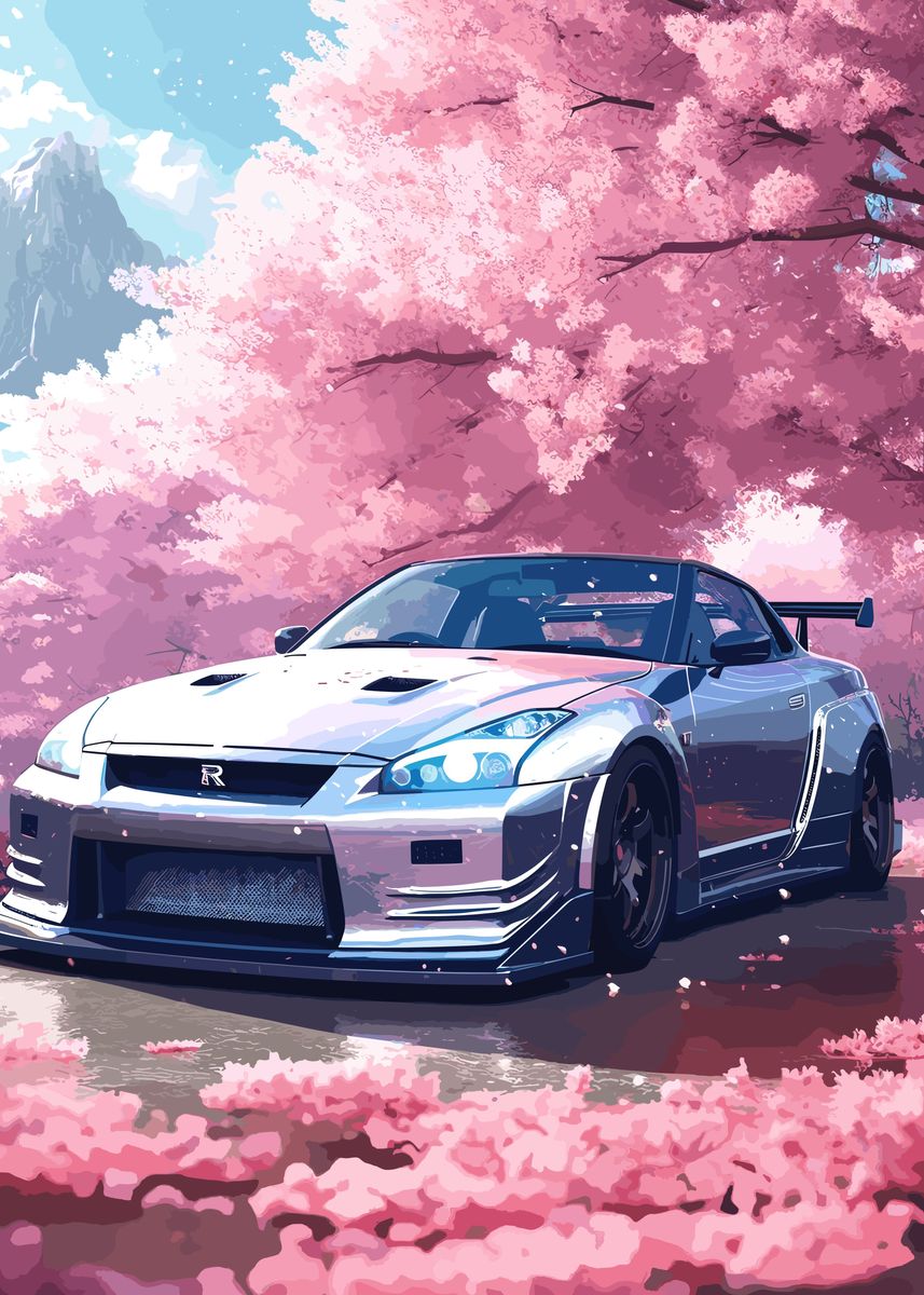 'Nissan GTR Sakura' Poster by Peter Parker | Displate