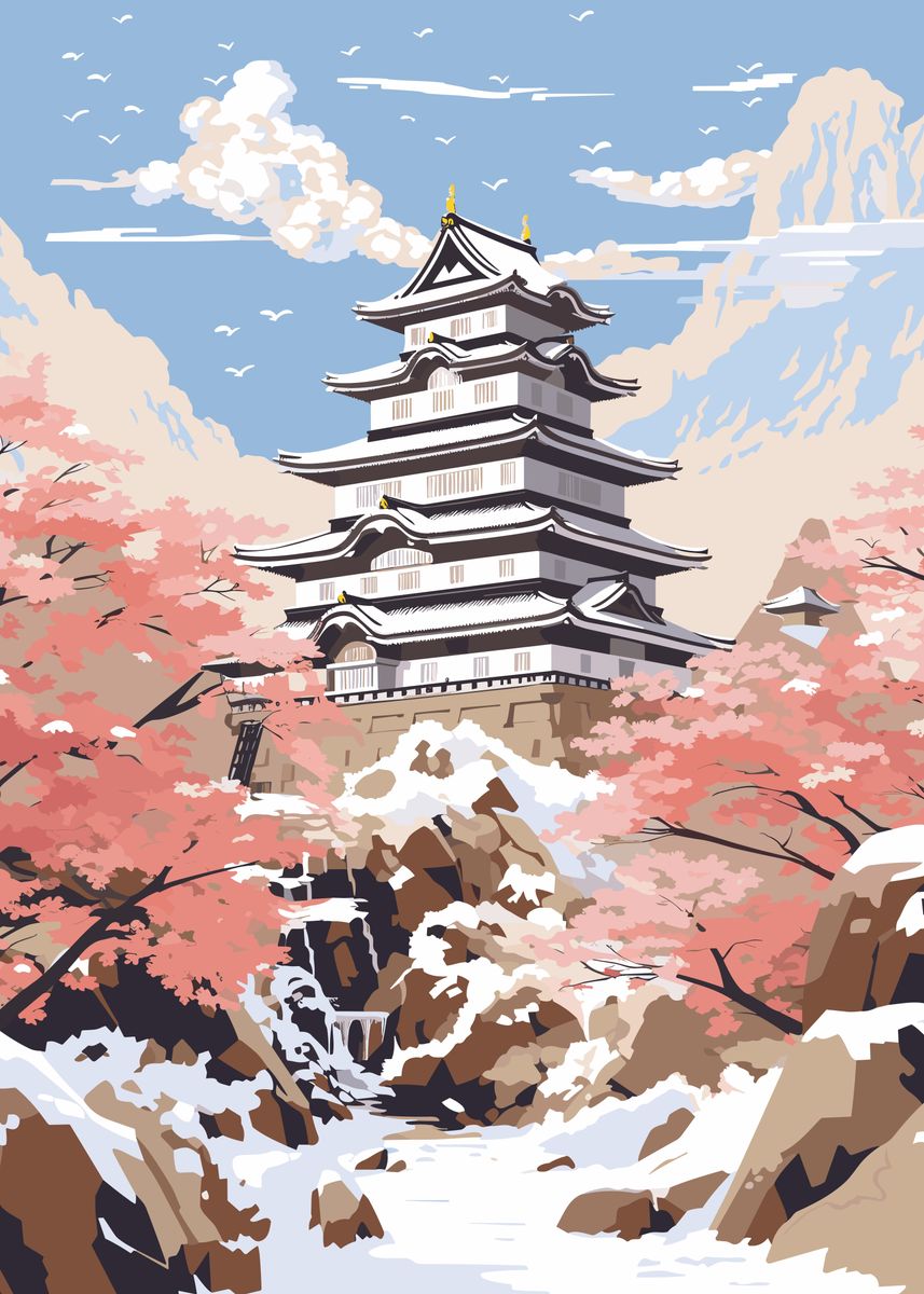 'Japanese Temple' Poster, picture, metal print, paint by Beast Lion ...