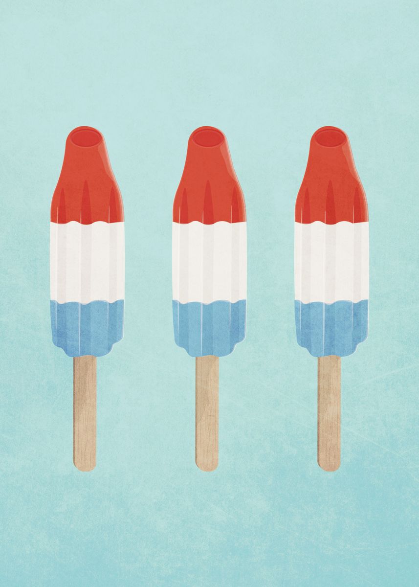 'Bomb pop three color ' Poster, picture, metal print, paint by Ricky ...