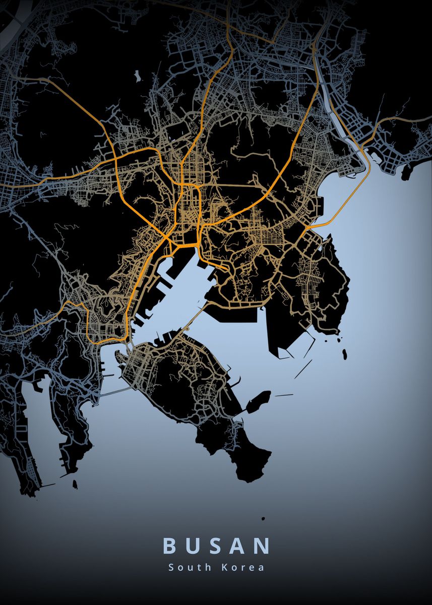 'Busan South Korea Map' Poster by Deeo | Displate