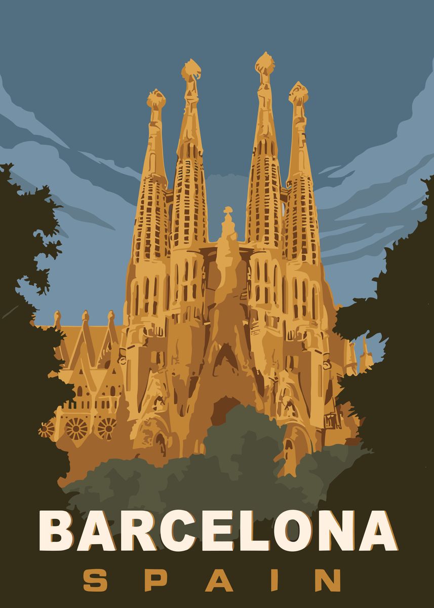 'Barcelona Spain' Poster, picture, metal print, paint by Javeline E ...