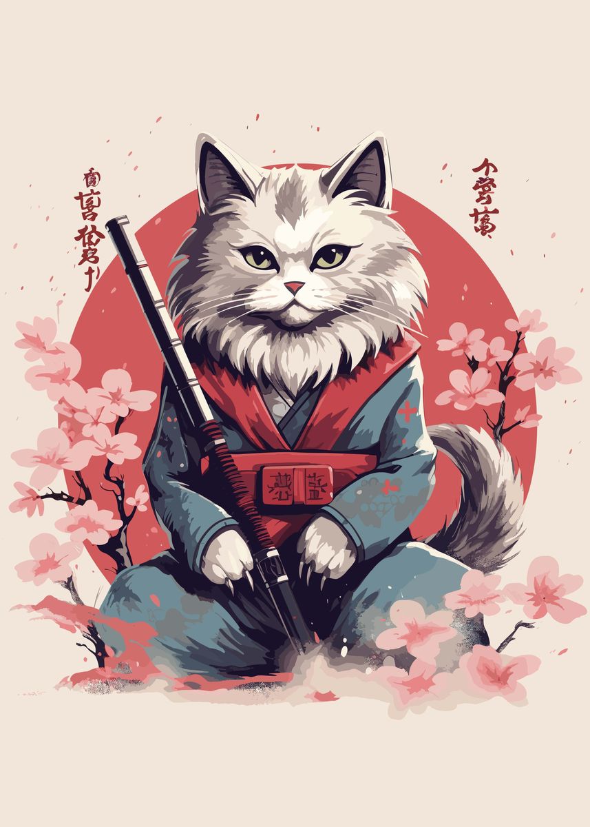 'Cat Samurai Japanese' Poster by Ivro Man | Displate