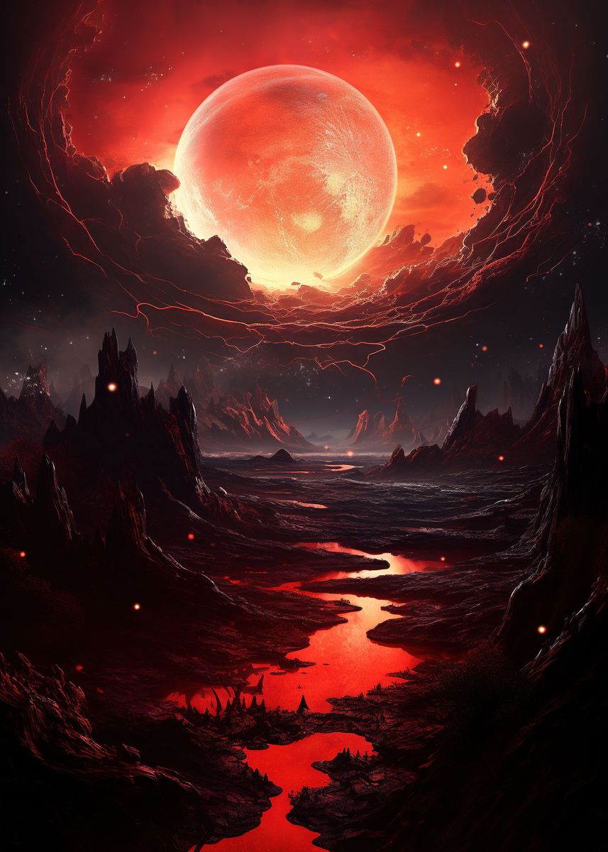 'Rise Of The Blood Moon' Poster, picture, metal print, paint by ...