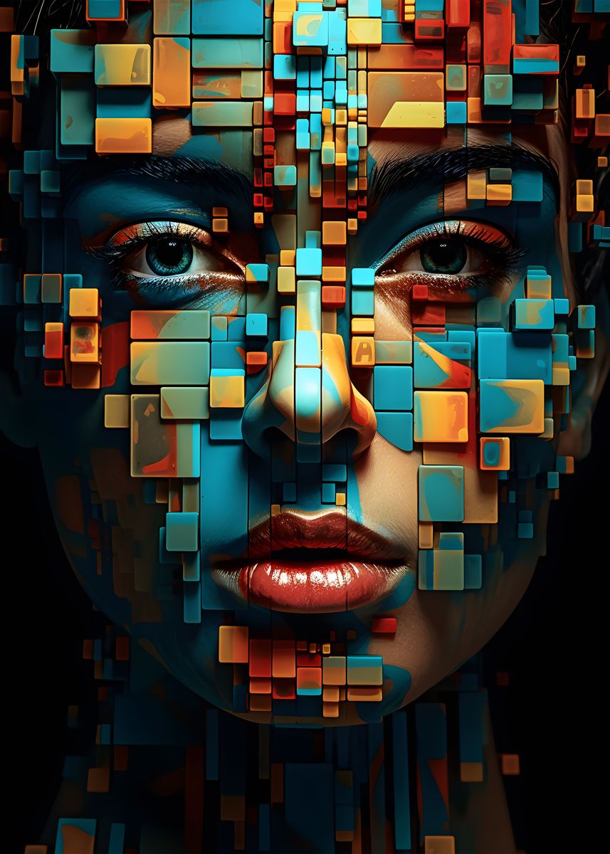 'Simplistic Face Lines' Poster, picture, metal print, paint by Future ...