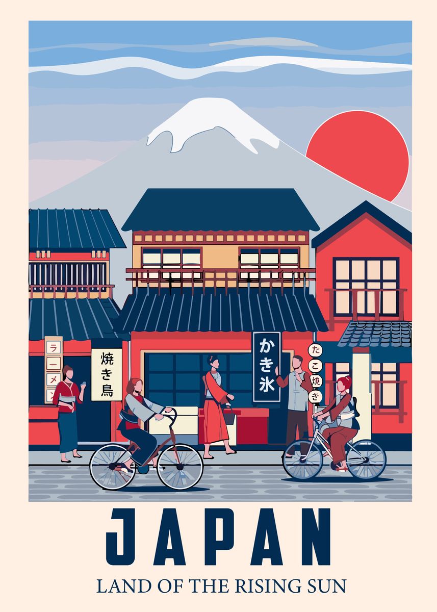 'Visit Japan' Poster, picture, metal print, paint by Javeline E | Displate
