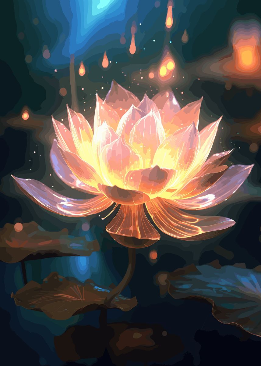 'magical lotus bloom' Poster, picture, metal print, paint by Keanan ...