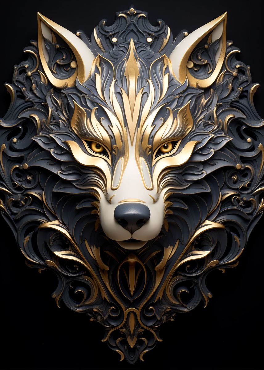 'The Golden Regal Wolf' Poster, picture, metal print, paint by Luong ...