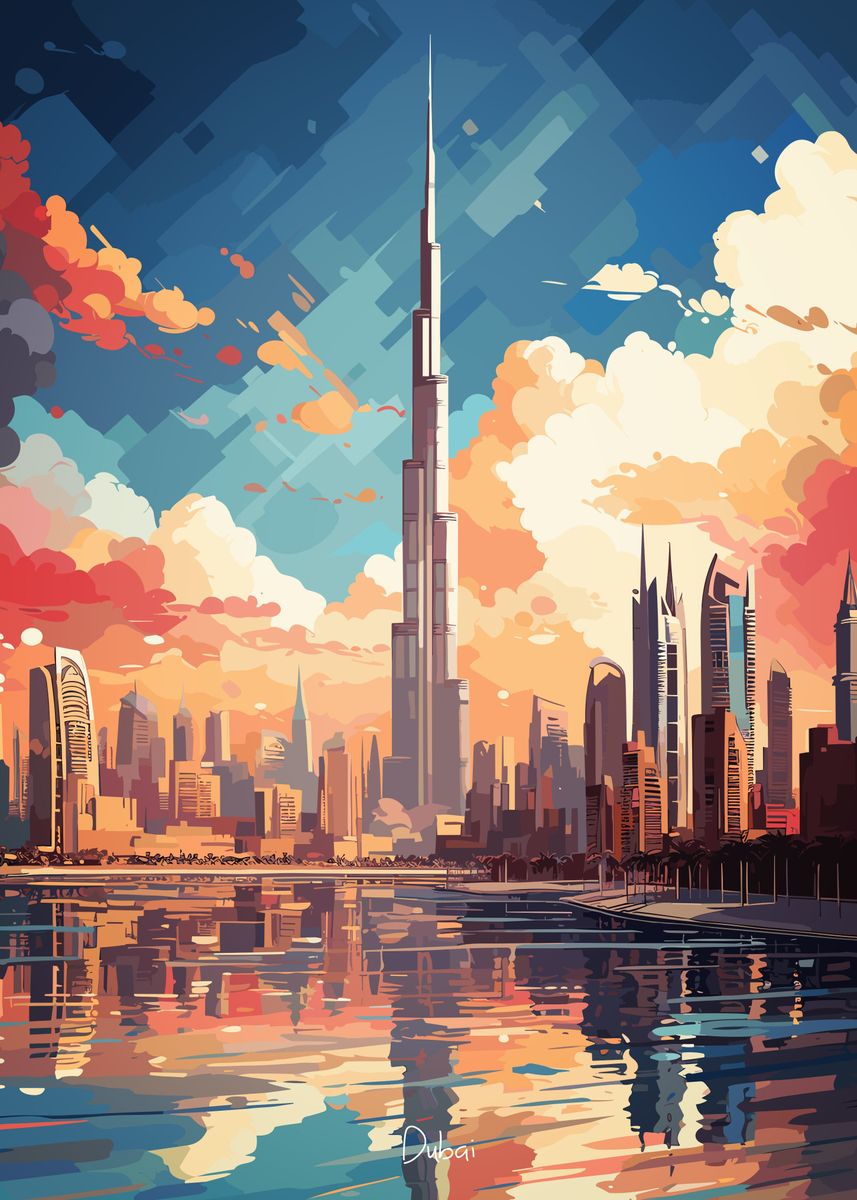 'DUBAI Oil Painting' Poster, picture, metal print, paint by Mehdi ...