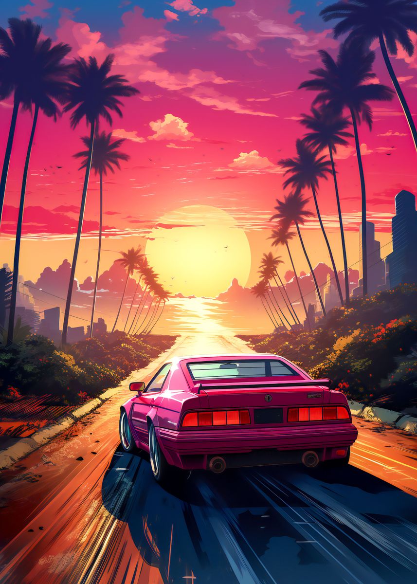 'Retro Synthwave' Poster, picture, metal print, paint by The creative ...