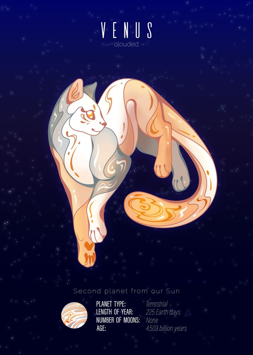 'Venus Cat Planet' Poster by Venetia Jackson | Displate