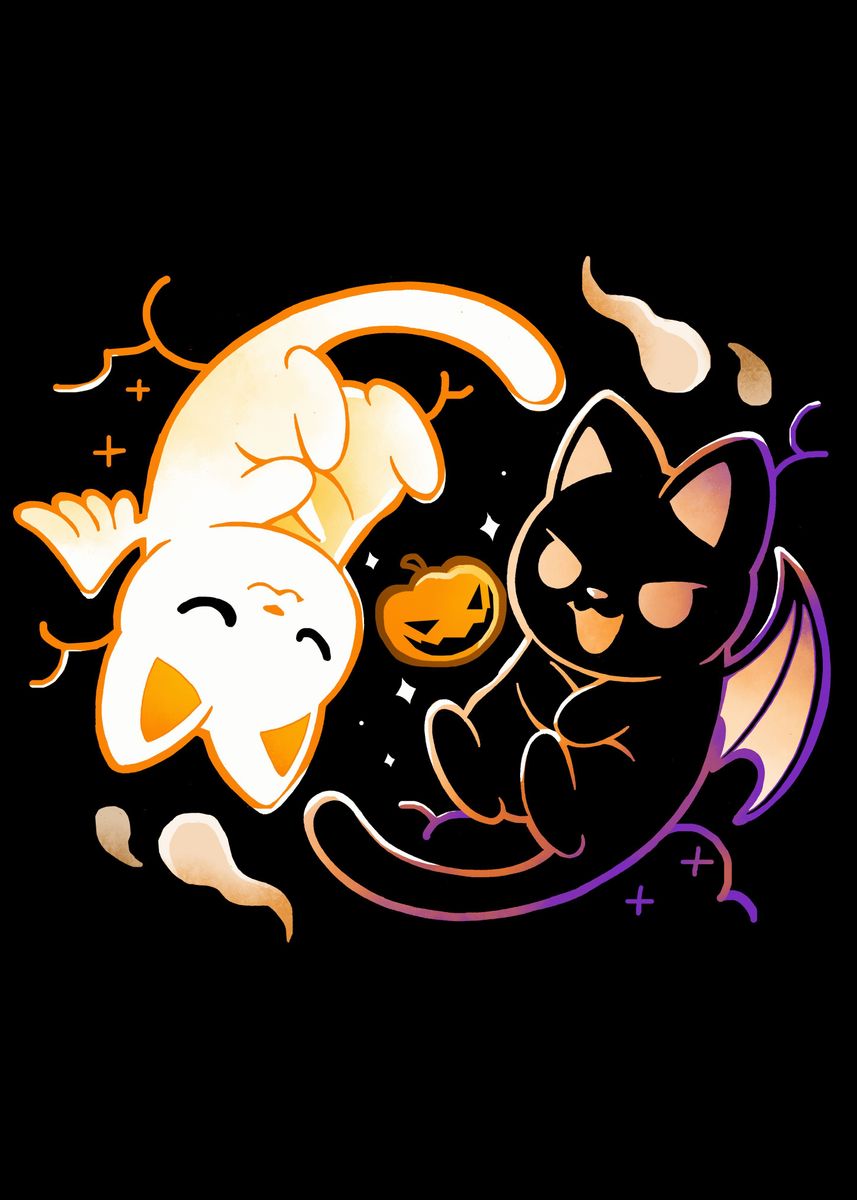 'Angel Devil Cat' Poster, picture, metal print, paint by Valentina Fabbri | Displate