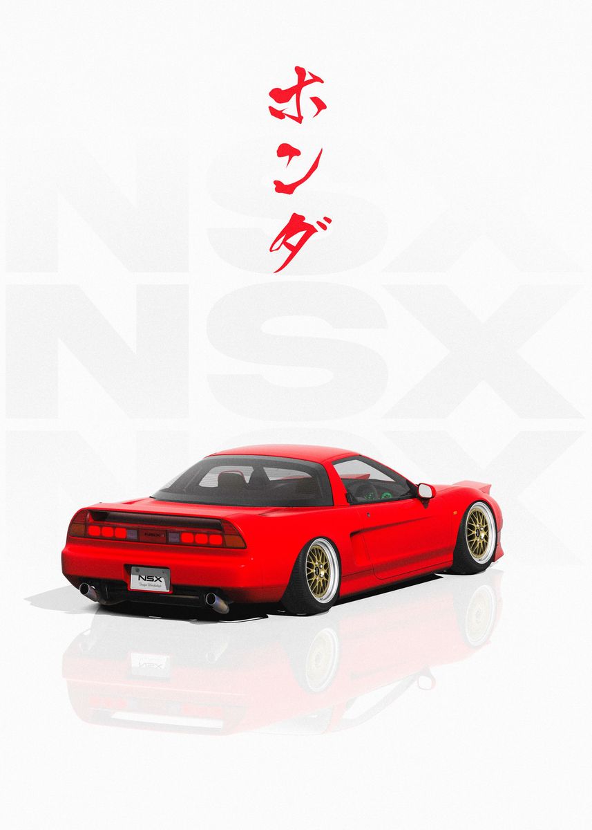 'Red JDM Honda NSX' Poster, picture, metal print, paint by Yannick ...