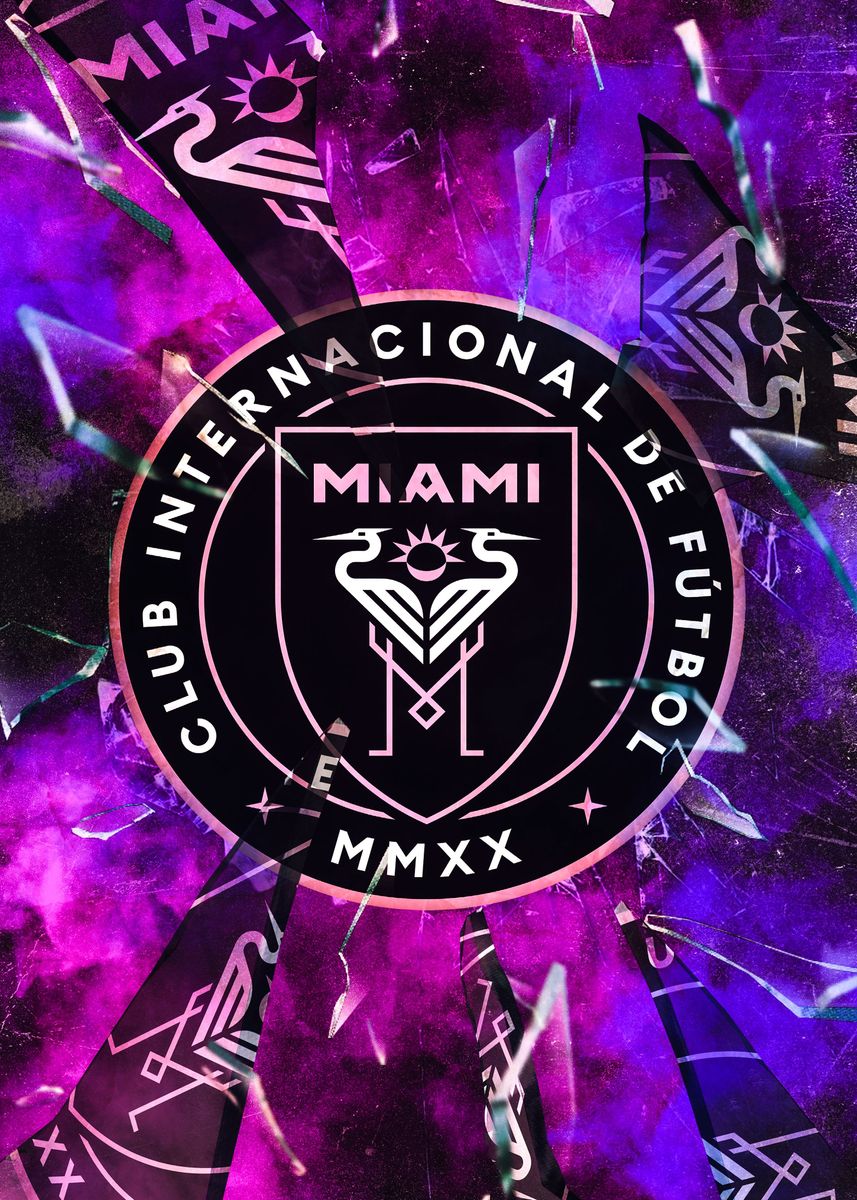 'Inter Miami Broken Glass ' Poster, picture, metal print, paint by ...