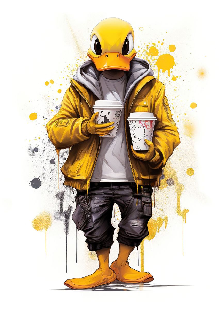 'Hipster Duck' Poster, picture, metal print, paint by Ilyrin | Displate