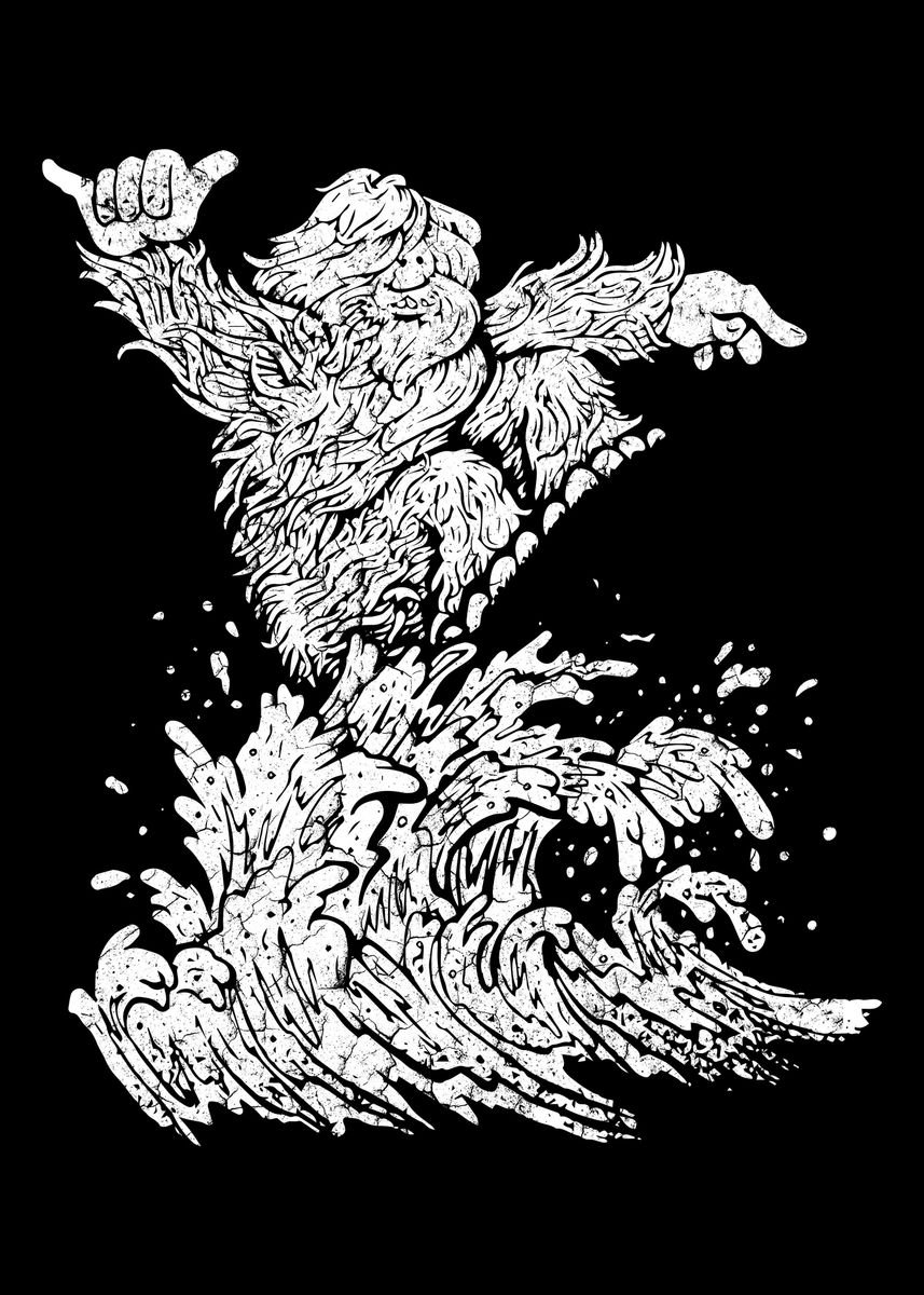 'yeti surf' Poster, picture, metal print, paint by rasyid ...