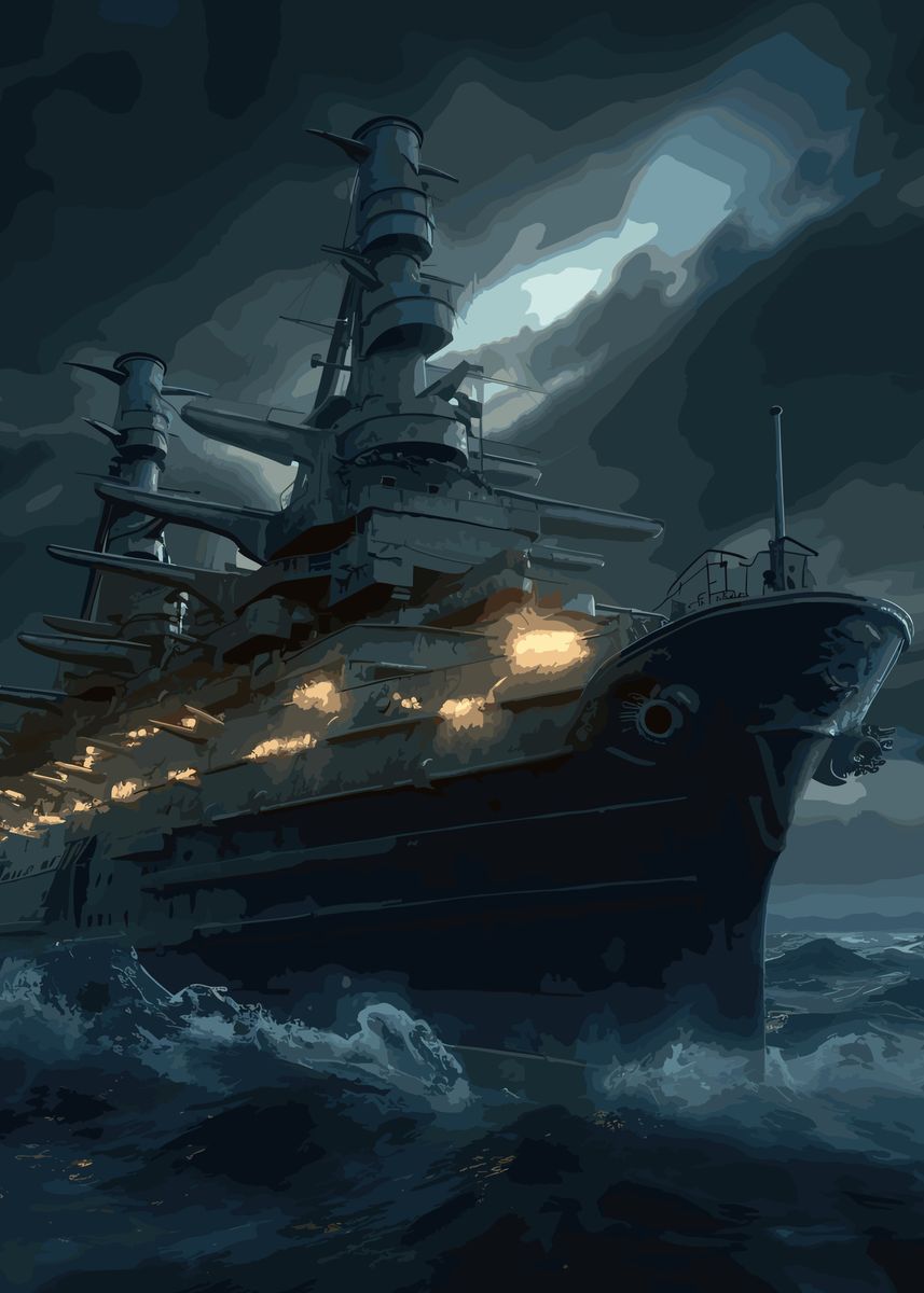 'Battleship Bismarck' Poster, picture, metal print, paint by Delia ...