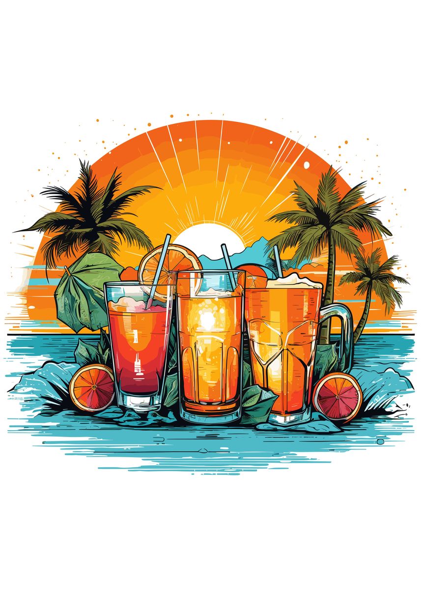 'Cocktail Colorful' Poster, picture, metal print, paint by MICHELLE ...